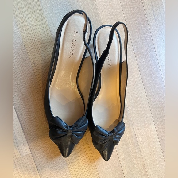 Talbots | Shoes | Talbots Black Leather Jodee Bow Point Toe Slingback ...